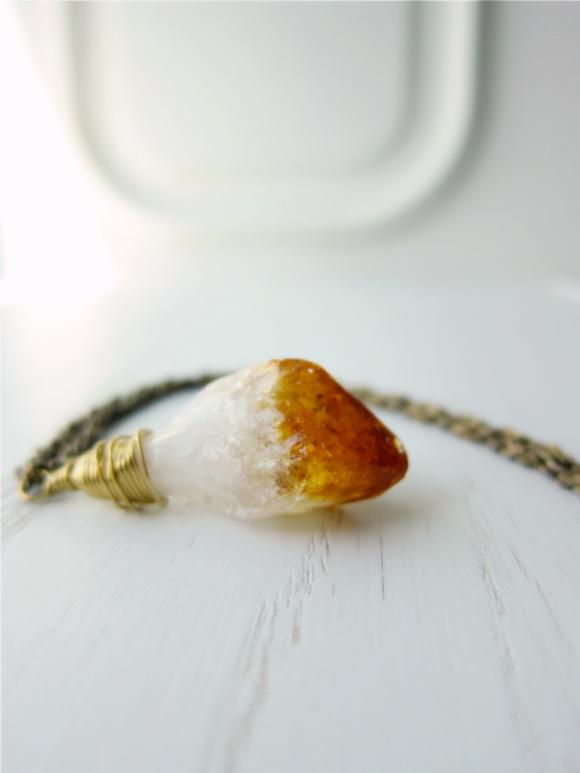 Glowing Citrine Point Pendant Long Gemstone Necklace - Rough Luxe (last ...
