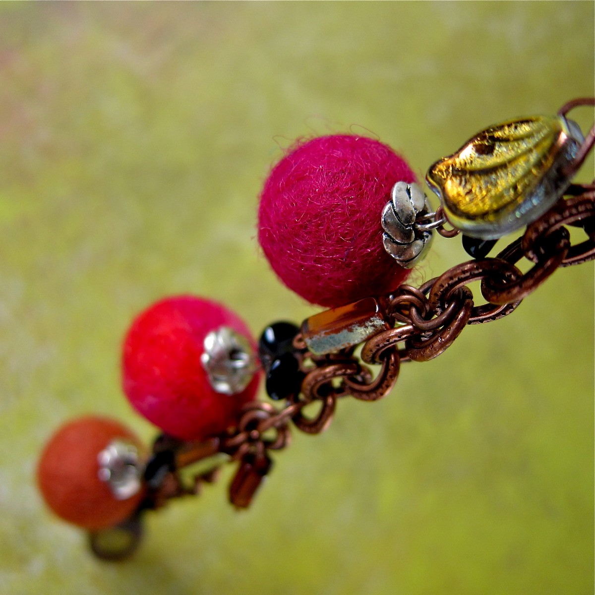 Berry Colored Secret Garden Bracelet With Fair Trade Felt on Luulla