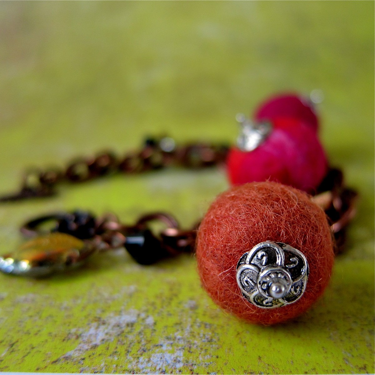 Berry Colored Secret Garden Bracelet With Fair Trade Felt on Luulla
